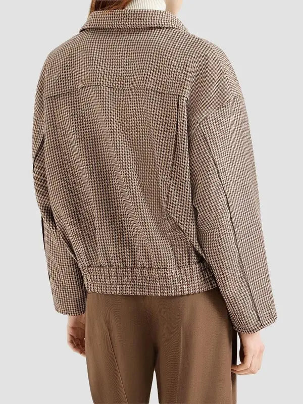 Brunello Cucinelli Sparkling Virgin Wool Houndstooth Outerwear Jacket