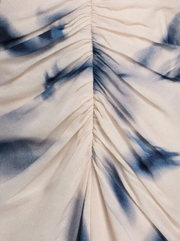 Amsale Blurred Floral Draped A-line Gown