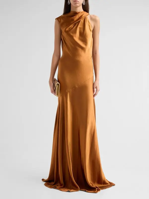 Amsale Liquid Satin Draped Gown