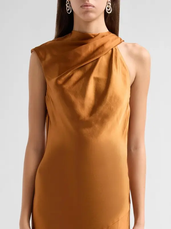 Amsale Liquid Satin Draped Gown