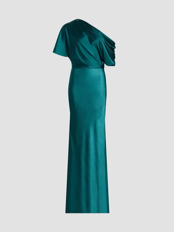 Amsale Satin Dolman Mermaid Gown - Ocean