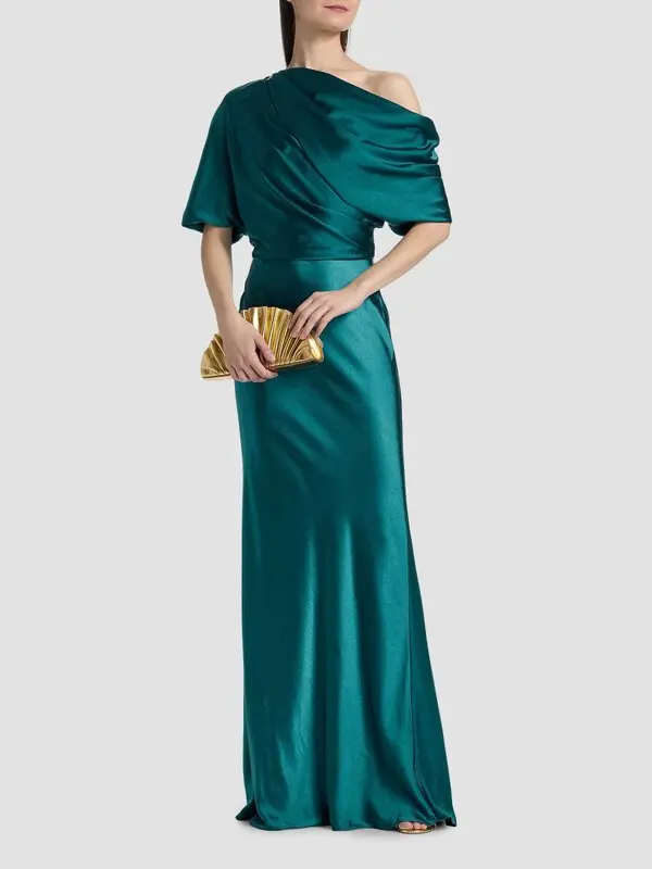Amsale Satin Dolman Mermaid Gown