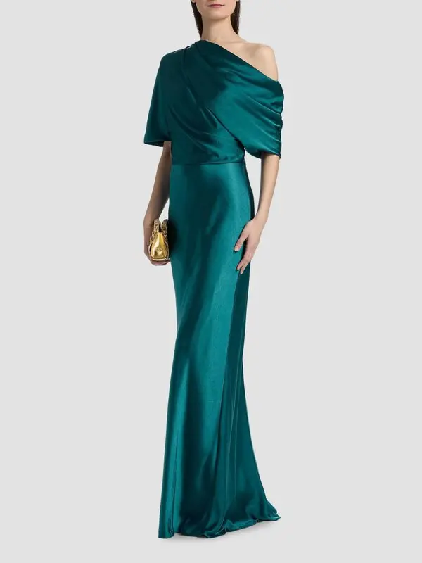Amsale Satin Dolman Mermaid Gown