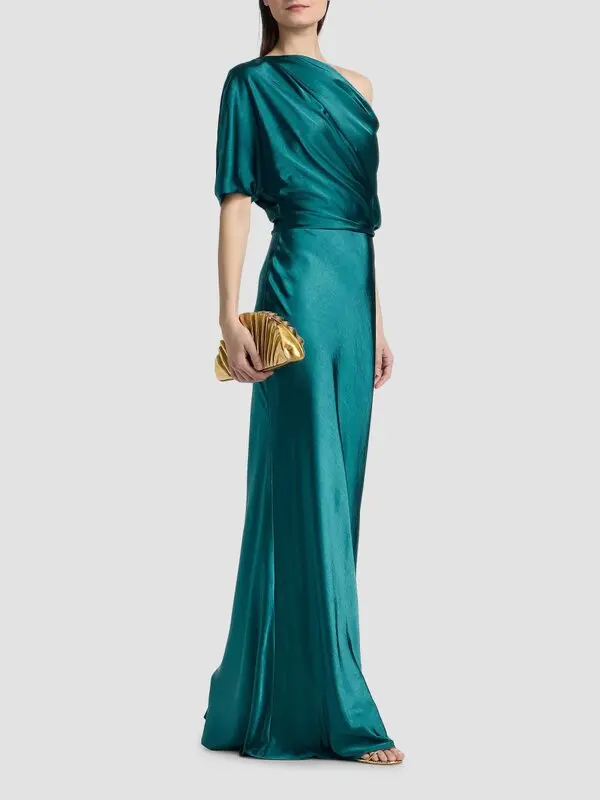 Amsale Satin Dolman Mermaid Gown