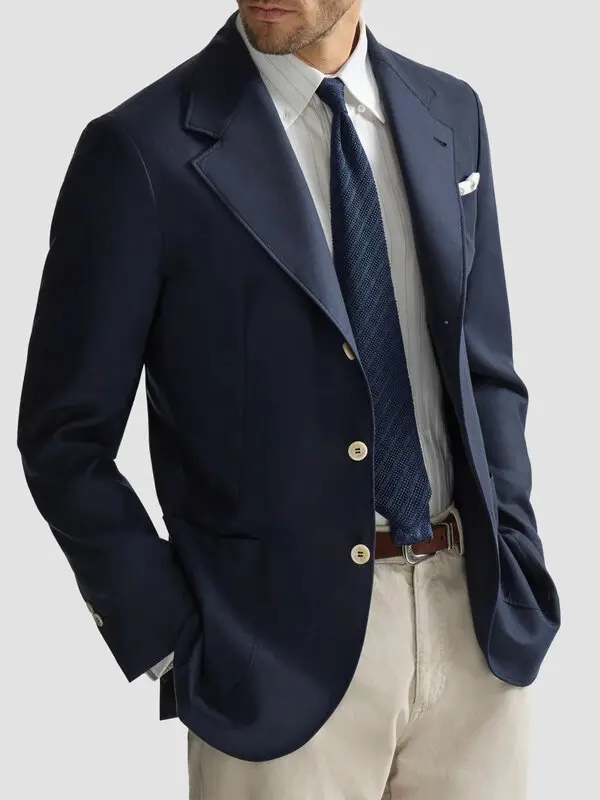 Brunello Cucinelli Cashmere Batavia Deconstructed Blazer With Patch Pockets