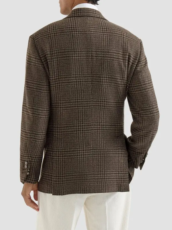 Brunello Cucinelli Cashmere Prince Of Wales Tailor Blazer - Chestnut