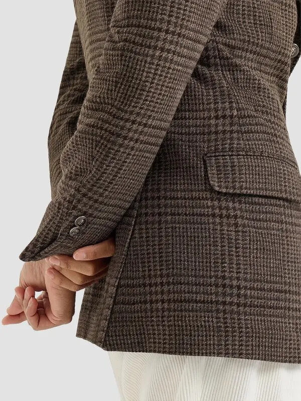 Brunello Cucinelli Cashmere Prince Of Wales Tailor Blazer - Chestnut