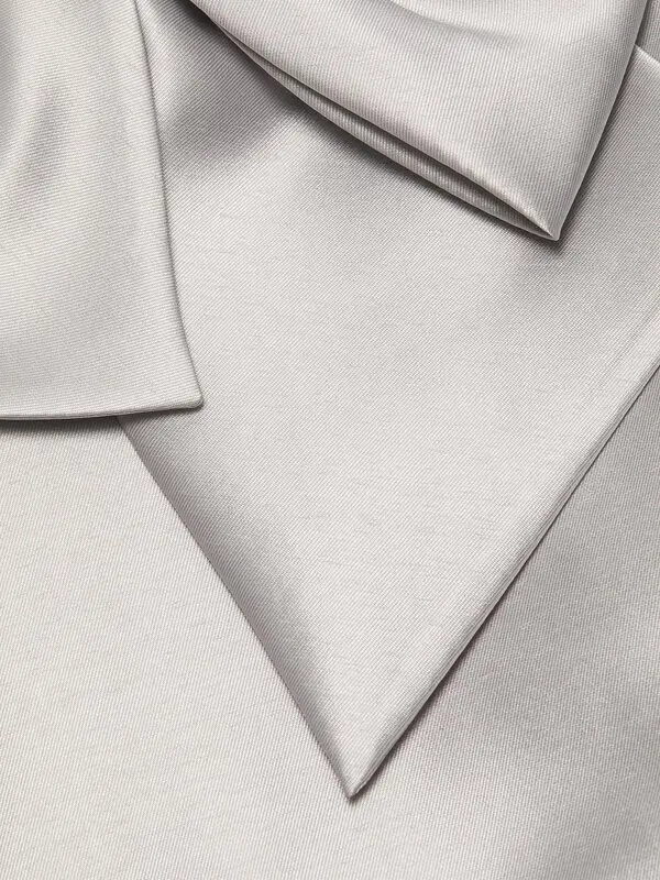 Amsale Metallic Satin Bow Mermaid Gown