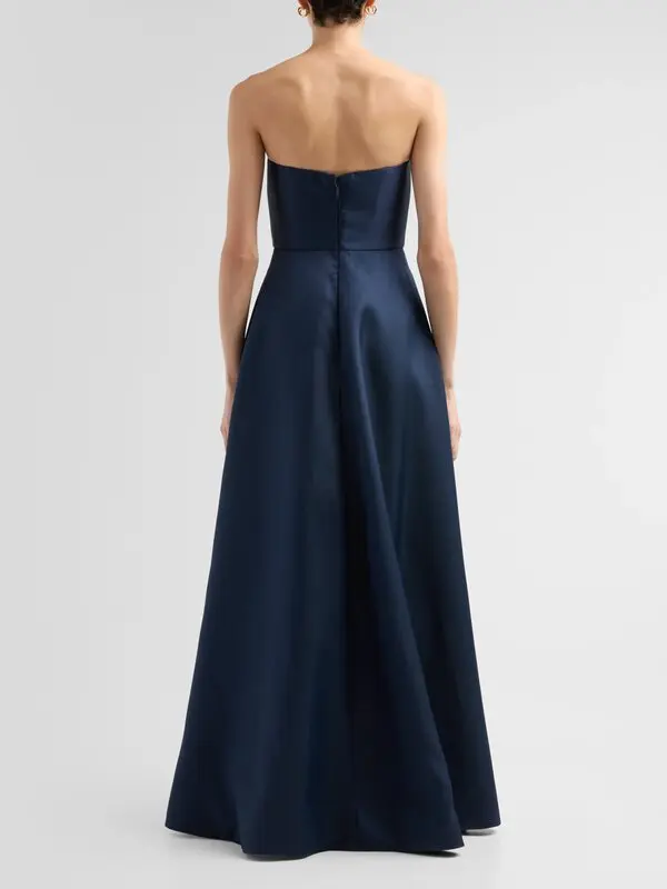 Amsale Brocade Strapless Watteau Gown