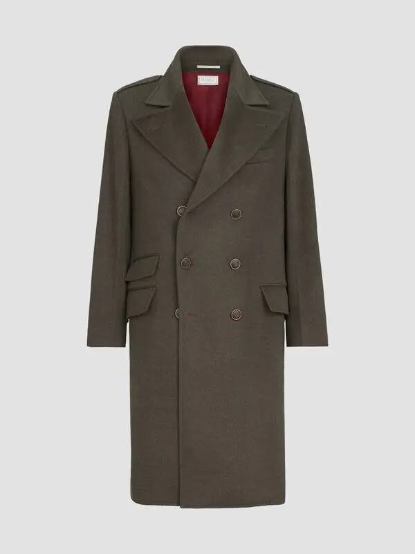 Brunello Cucinelli Lightweight Virgin Wool Cloth One-and-a Half Breasted Coat