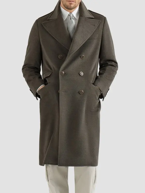 Brunello Cucinelli Lightweight Virgin Wool Cloth One-and-a Half Breasted Coat