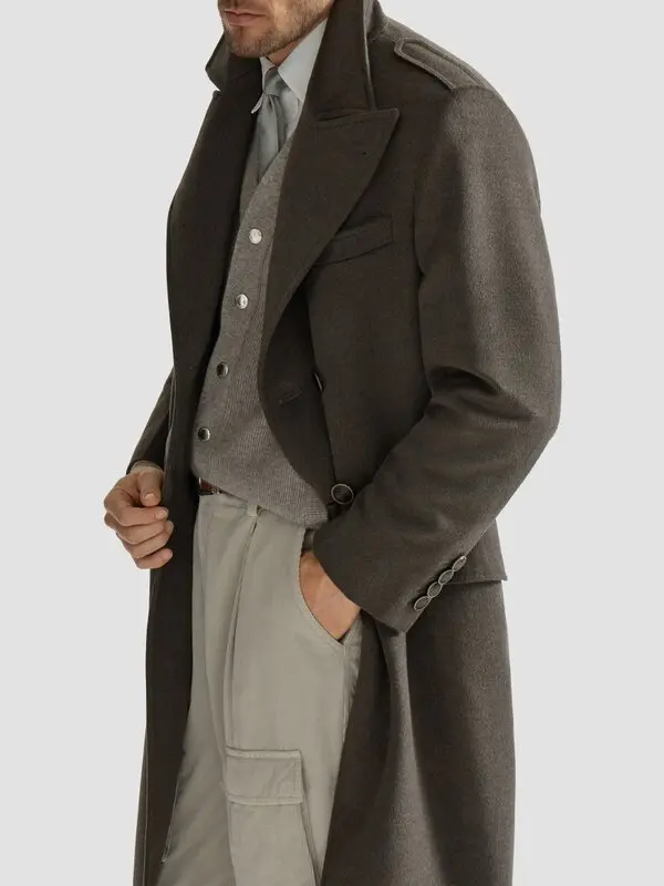 Brunello Cucinelli Lightweight Virgin Wool Cloth One-and-a Half Breasted Coat