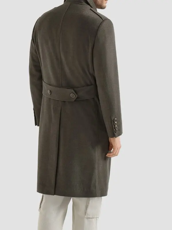 Brunello Cucinelli Lightweight Virgin Wool Cloth One-and-a Half Breasted Coat