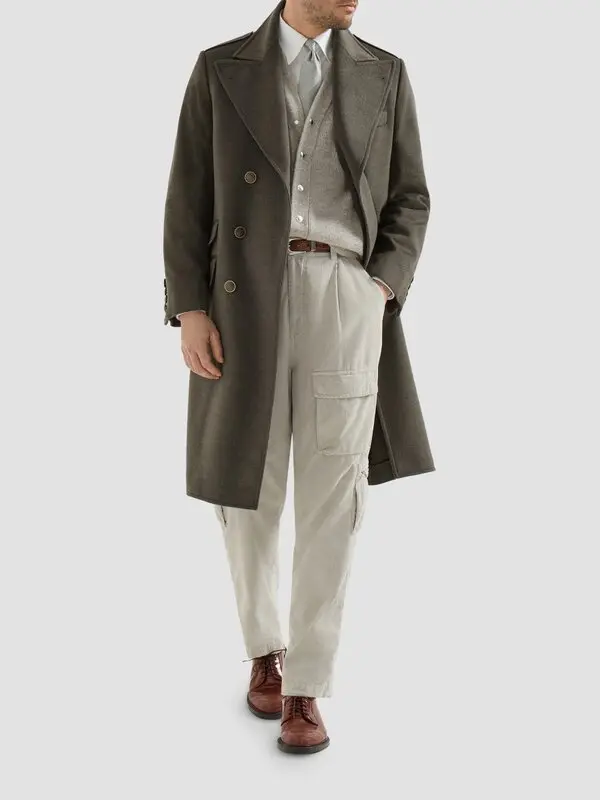 Brunello Cucinelli Lightweight Virgin Wool Cloth One-and-a Half Breasted Coat