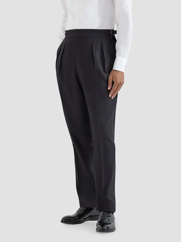 Brunello Cucinelli Virgin Wool And Silk Lightweight Twill Tuxedo Trousers