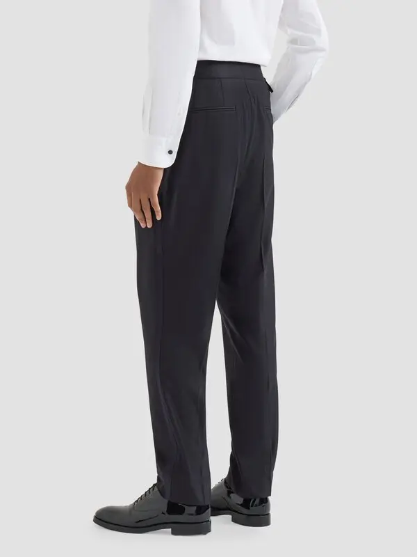 Brunello Cucinelli Virgin Wool And Silk Lightweight Twill Tuxedo Trousers