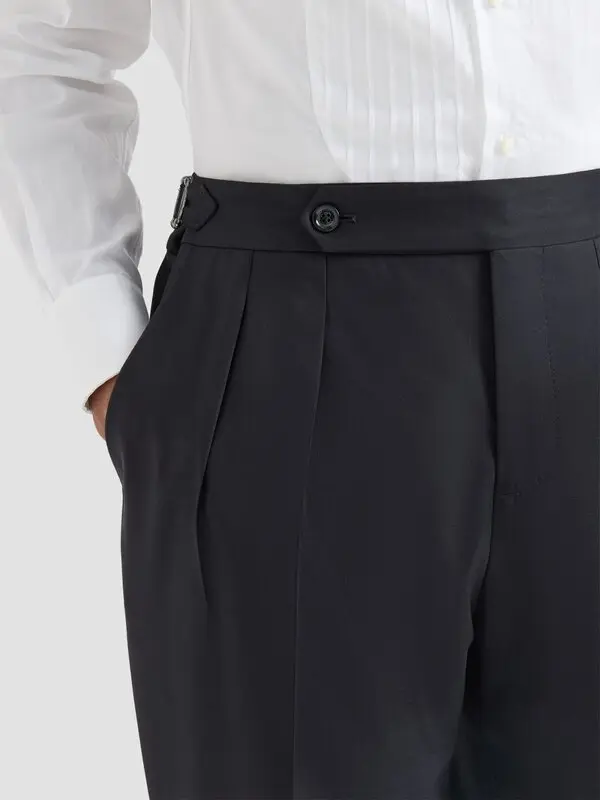 Brunello Cucinelli Virgin Wool And Silk Lightweight Twill Tuxedo Trousers