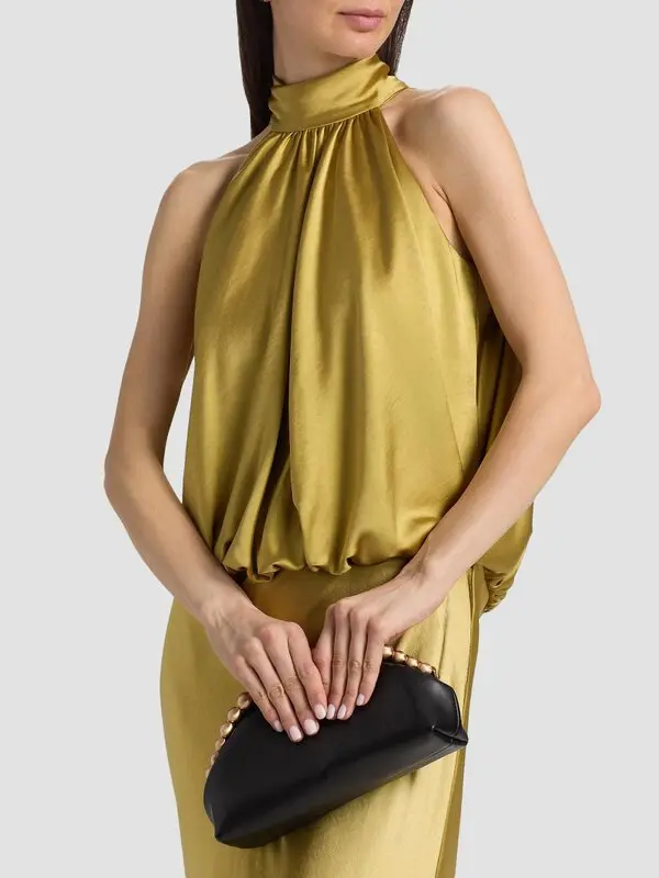 Amsale Draped Satin Halterneck Gown