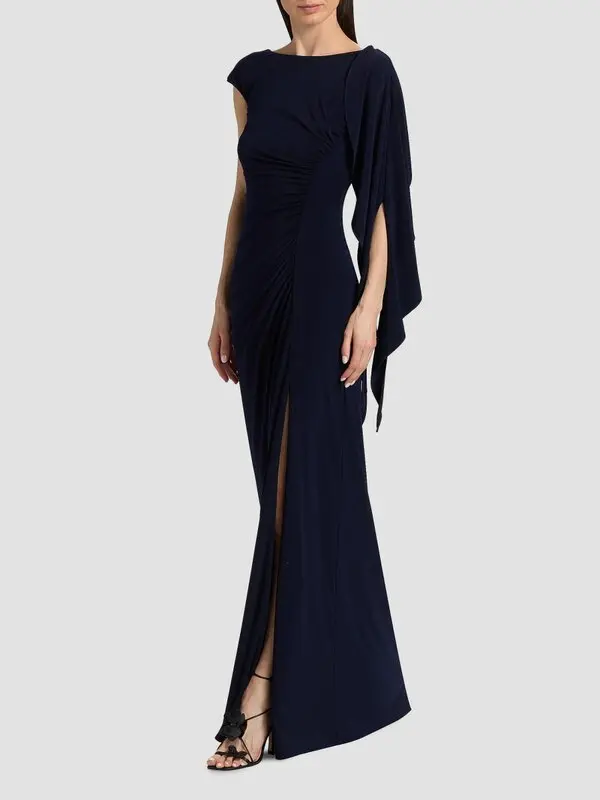 Amsale Draped One-sleeve Gown