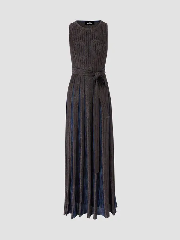 Missoni Rib-knit Sleeveless Pleated Maxi Dress - Blue