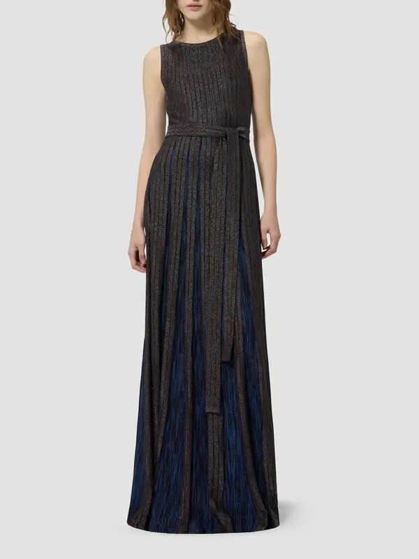 Missoni Rib-knit Sleeveless Pleated Maxi Dress - Blue