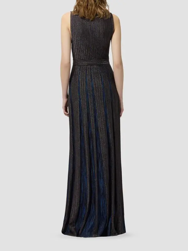 Missoni Rib-knit Sleeveless Pleated Maxi Dress - Blue