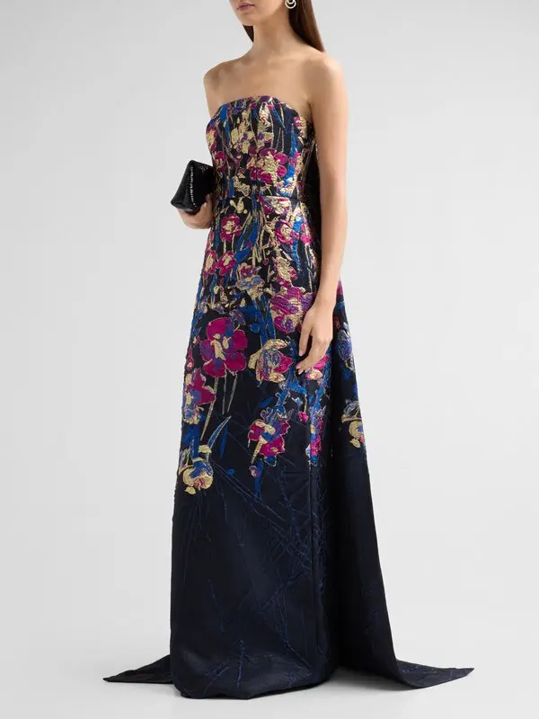 Amsale Strapless Column Gown