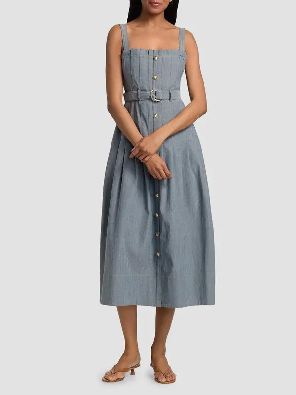 Cinq À Sept Branwen Denim Button-front Midi-dress