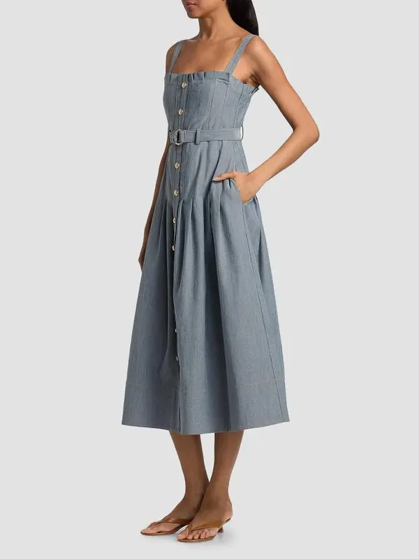 Cinq À Sept Branwen Denim Button-front Midi-dress