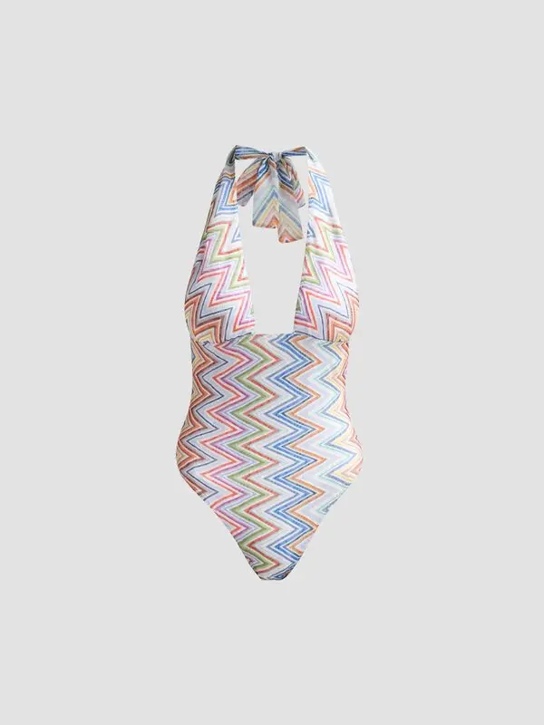 Missoni Chevron Halterneck One-piece Swimsuit - Multicolor