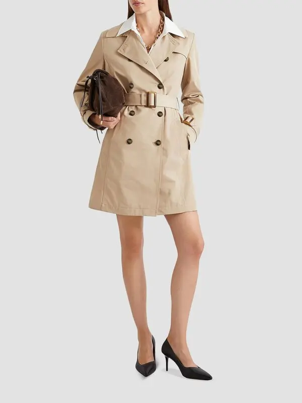 Marella Double Breasted Technical Cotton Trench Coat