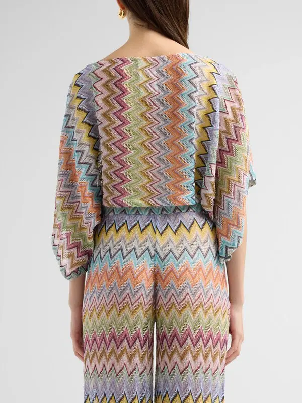 Missoni Zigzag Draped-sleeve Blouse