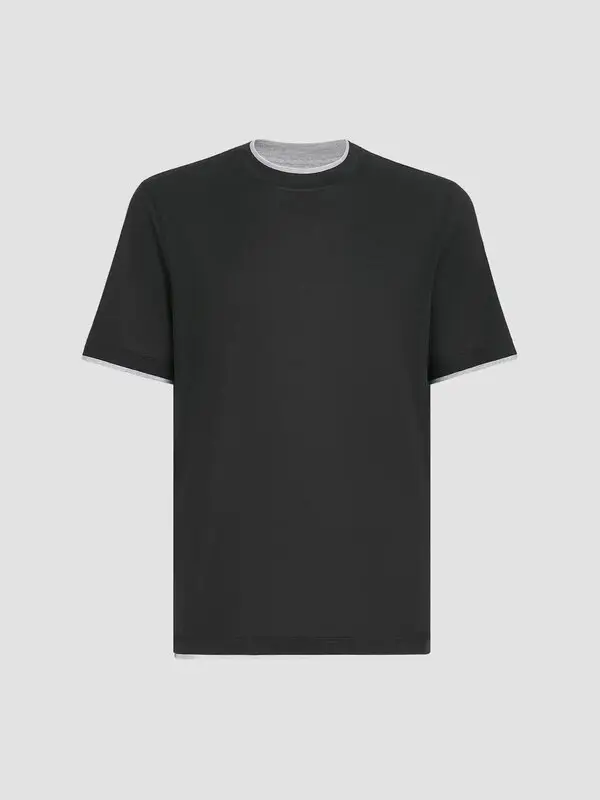 Brunello Cucinelli Silk And Cotton Lightweight Jersey Crew-neck T Shirt - Black
