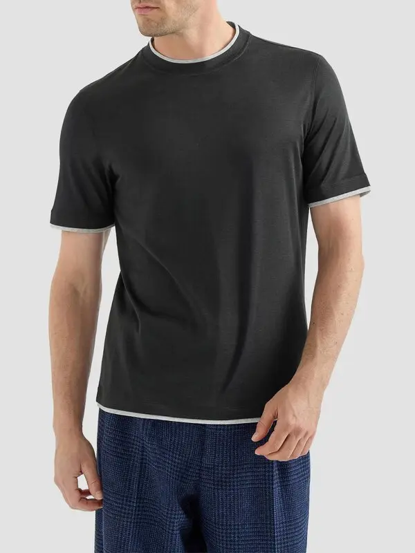 Brunello Cucinelli Silk And Cotton Lightweight Jersey Crew-neck T Shirt - Black
