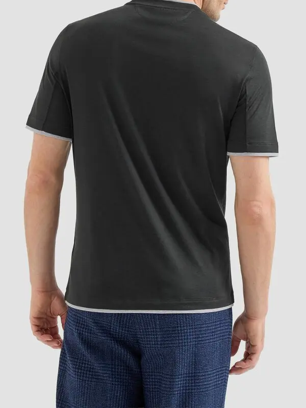 Brunello Cucinelli Silk And Cotton Lightweight Jersey Crew-neck T Shirt - Black
