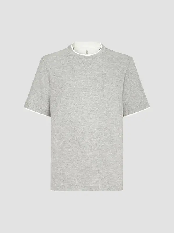 Brunello Cucinelli Silk And Cotton Lightweight Jersey Crew-neck T Shirt - Grey