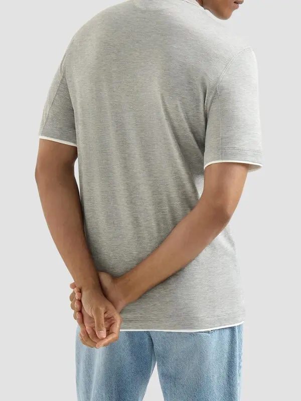 Brunello Cucinelli Silk And Cotton Lightweight Jersey Crew-neck T Shirt - Grey