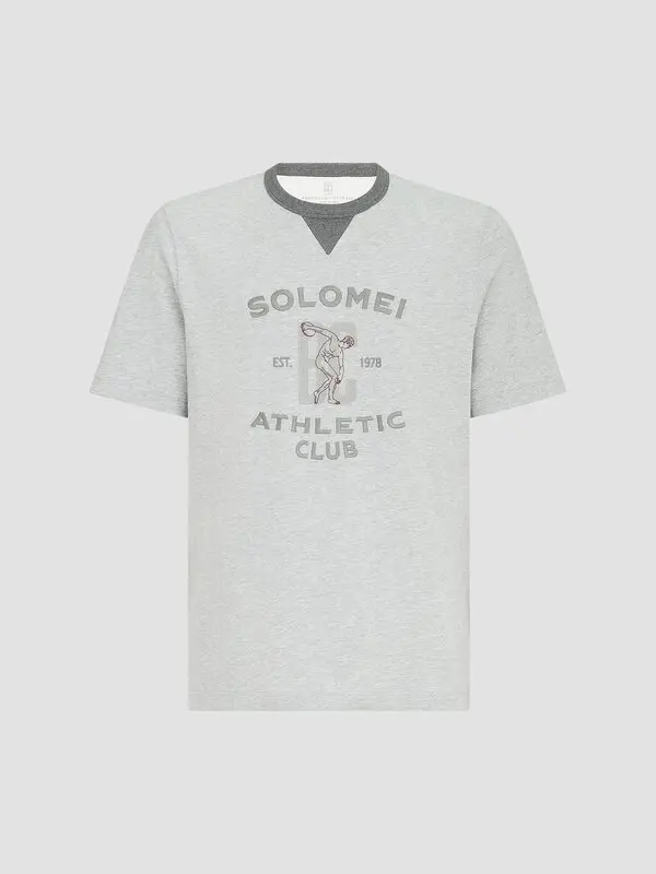 Brunello Cucinelli Cotton Jersey Crew-neck T-shirt With Print - Grey