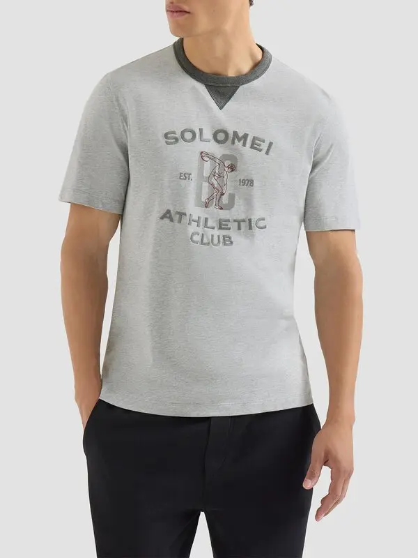 Brunello Cucinelli Cotton Jersey Crew-neck T-shirt With Print - Grey