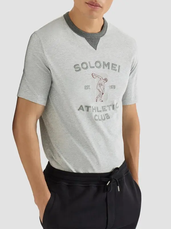Brunello Cucinelli Cotton Jersey Crew-neck T-shirt With Print - Grey