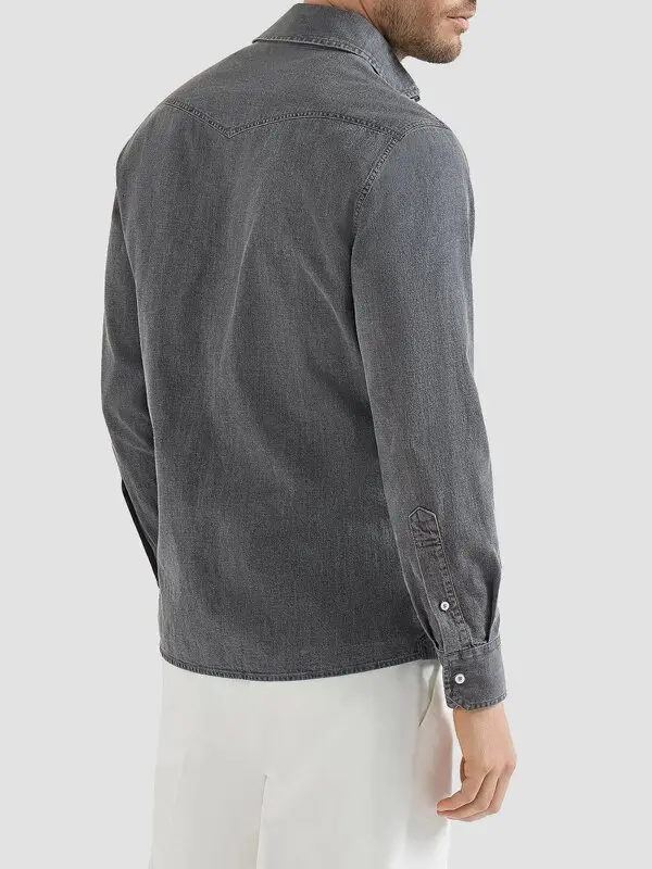 Brunello Cucinelli Lightweight Denim Easy Fit Western Shirt
