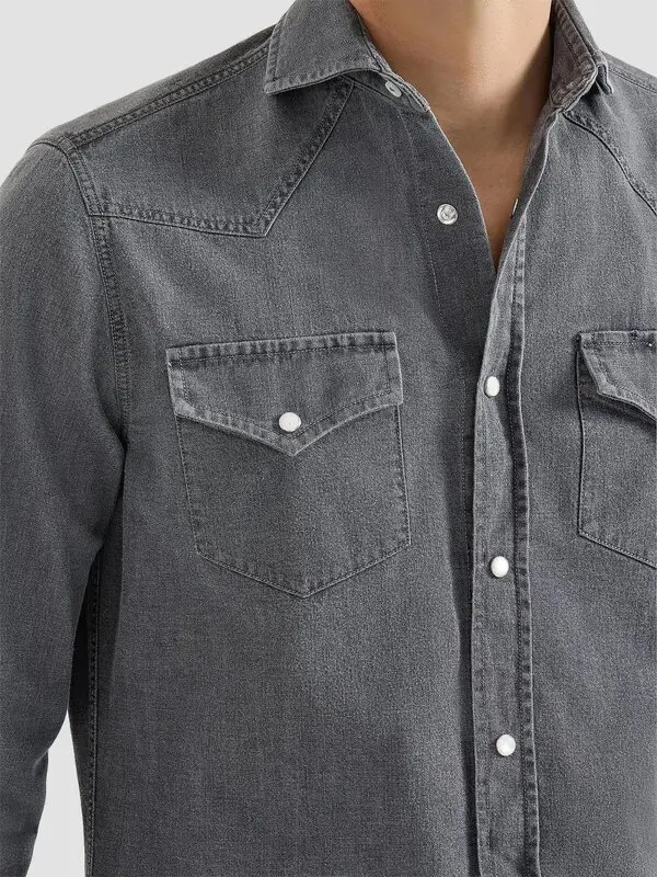 Brunello Cucinelli Lightweight Denim Easy Fit Western Shirt
