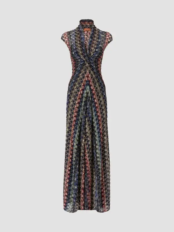 Missoni Twist-front Chevron Knit Maxi Dress