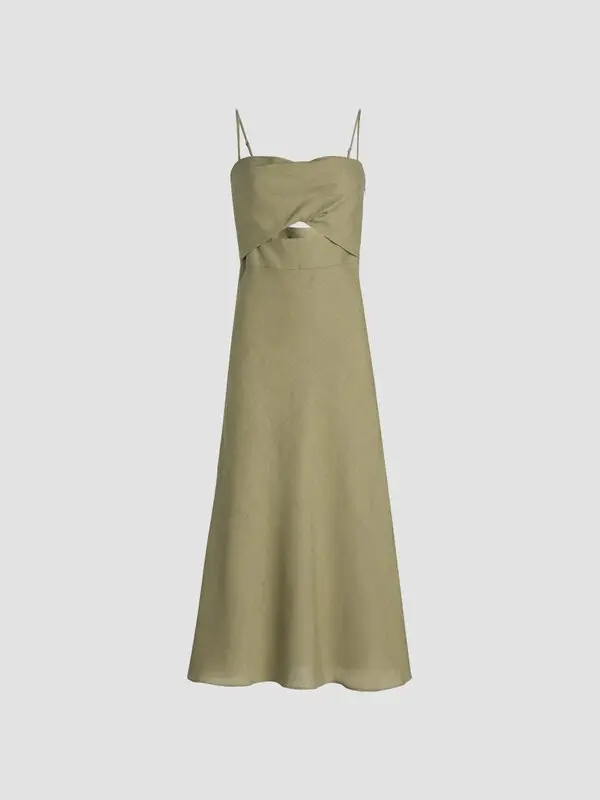 Black Halo Jada Linen Cut-out Midi-dress