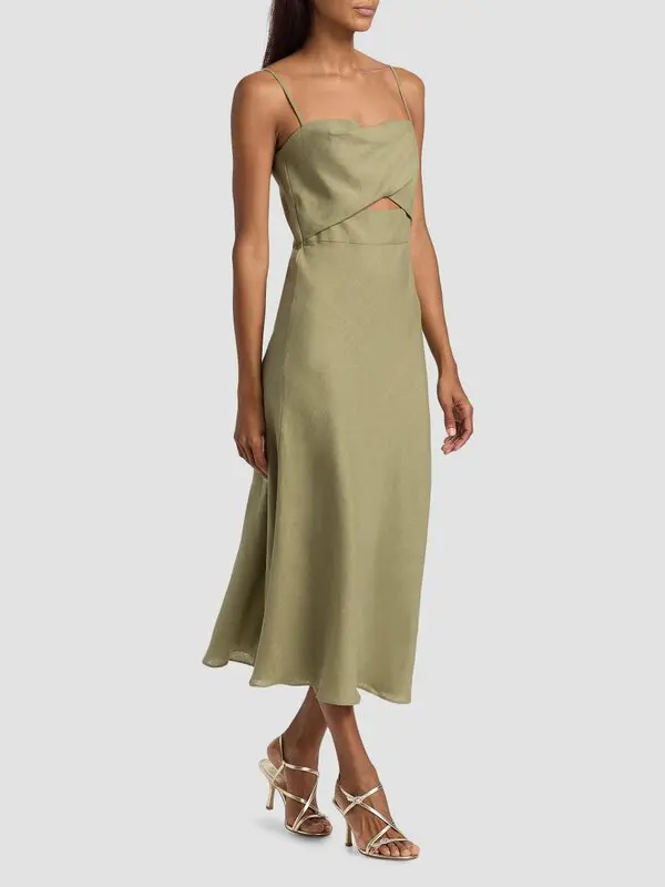 Black Halo Jada Linen Cut-out Midi-dress