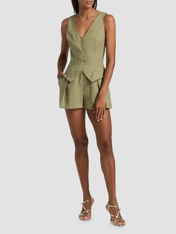 Black Halo Matias Linen Romper