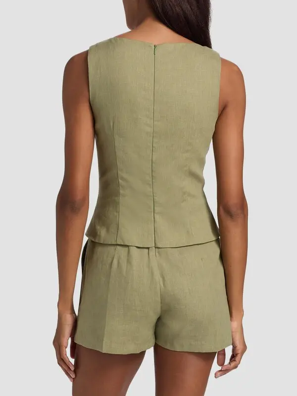 Black Halo Matias Linen Romper