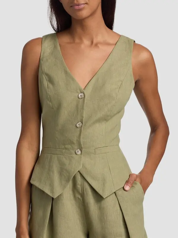 Black Halo Matias Linen Romper