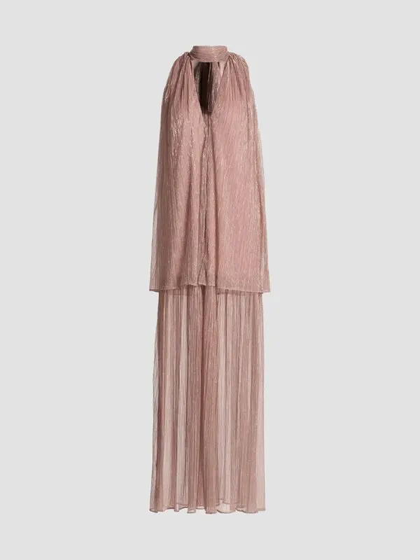 Black Halo Valoria Metallic Plissé Maxi Dress - Fairy Dust