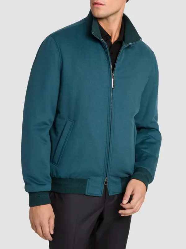 Stefano Ricci Cashmere And Lambskin Leather Blouson Jacket - Ocean Blue